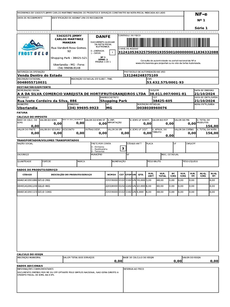 NFe 011836332088 | PDF