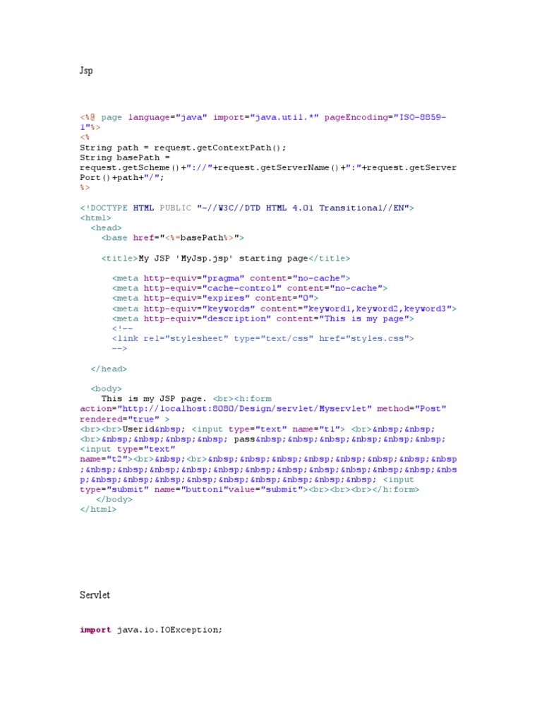 Jsp Lab Project Pdf Java Servlet World Wide Web Consortium Standards