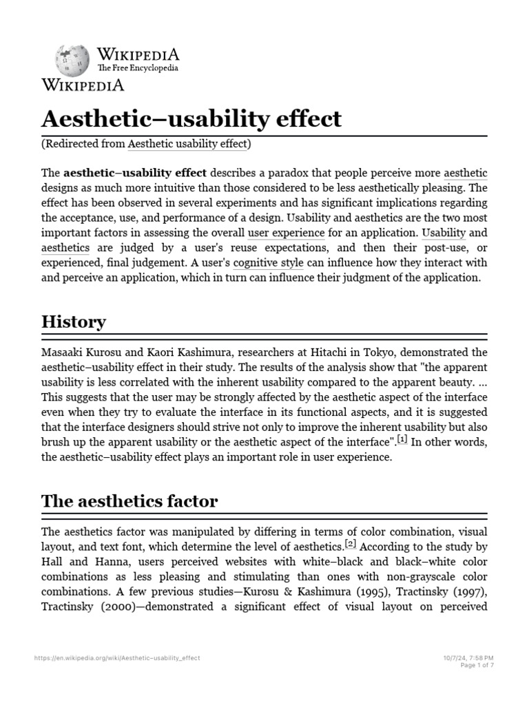 Aesthetic-Usability Effect - Wikipedia Combined | PDF | Human ...