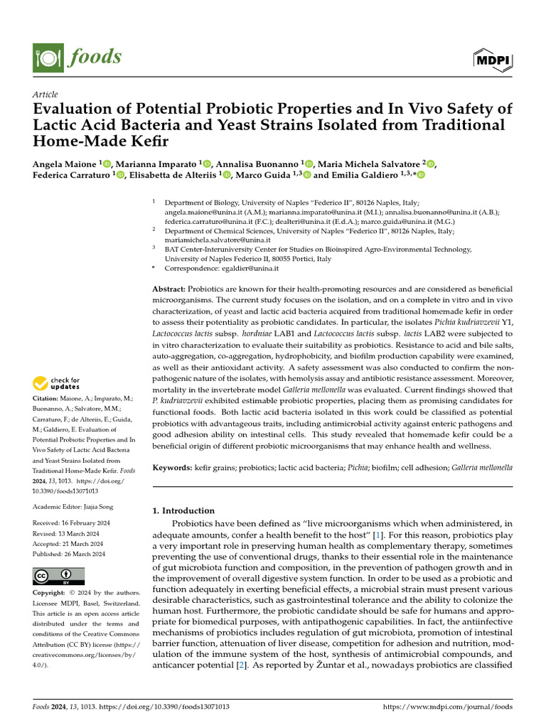 Evaluation of Potential Probiotic Properties and I | PDF | Probiotic ...