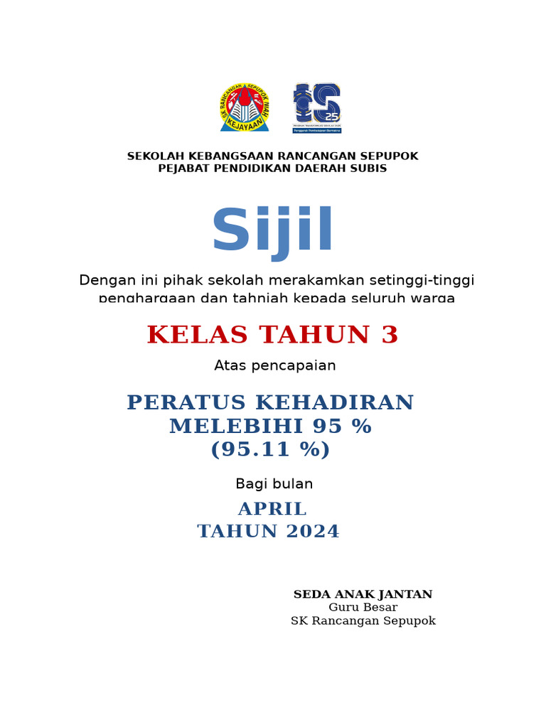 Sijil Contoh | PDF