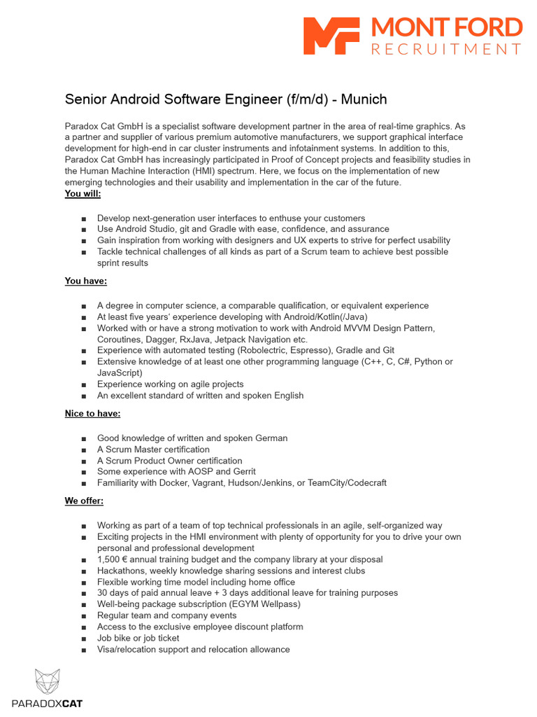 Paradox Cat - Android Software Engineer | PDF | User Interface | Scrum (Software Development)