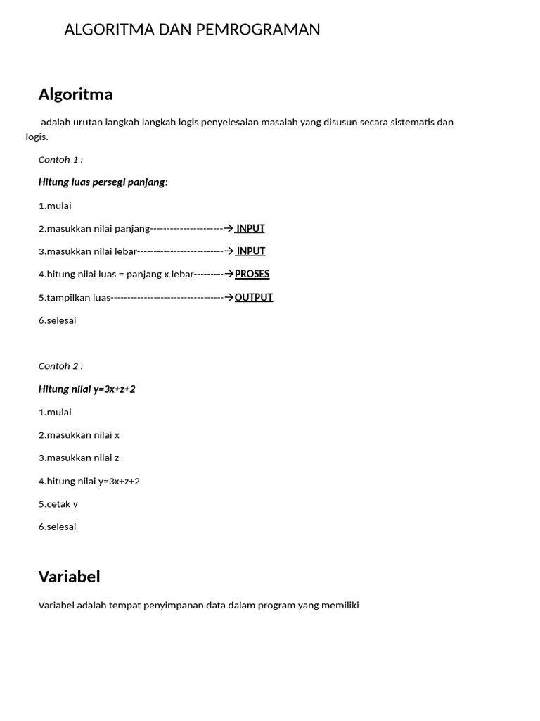 Algoritma Dan Pemrograman | PDF