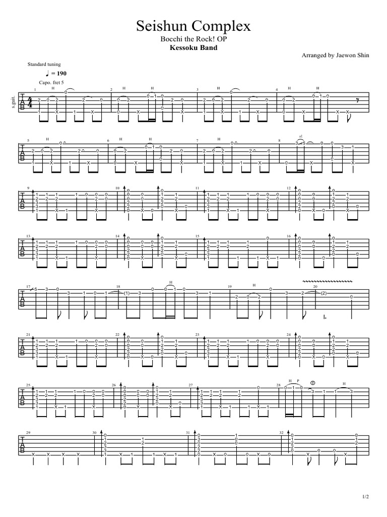 Bocchi The Rock! - Seishun Complex Tabs | PDF | Chordophones | European ...