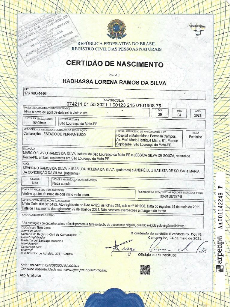 Certidao Hadassa | PDF