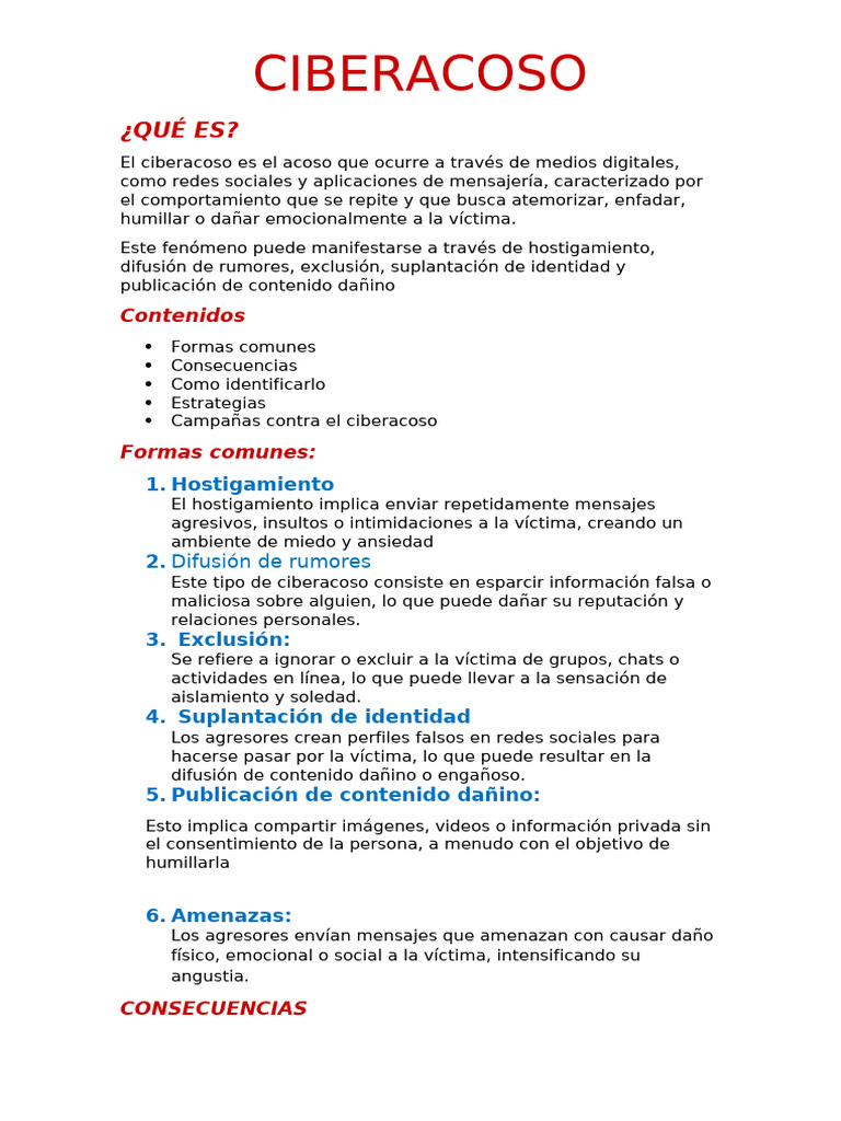 CIBERACOSO | PDF | Acoso cibernético | Acoso