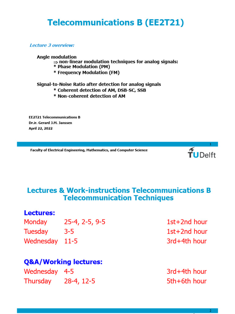 Angle Modulation Techniques in Telecommunications | PDF | Frequency ...