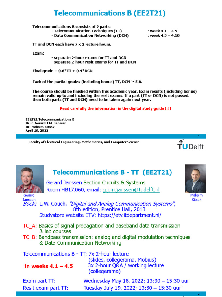 Telecom B Course Details | PDF | Modulation | Signal Processing