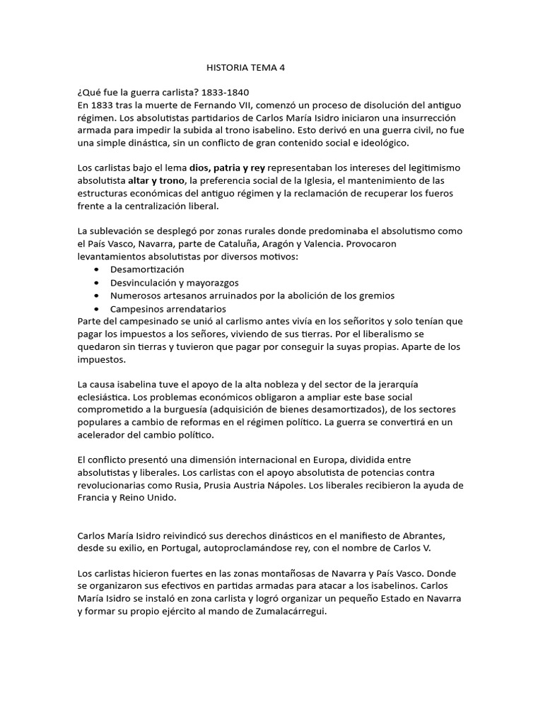 Historia Tema 4 | PDF | España