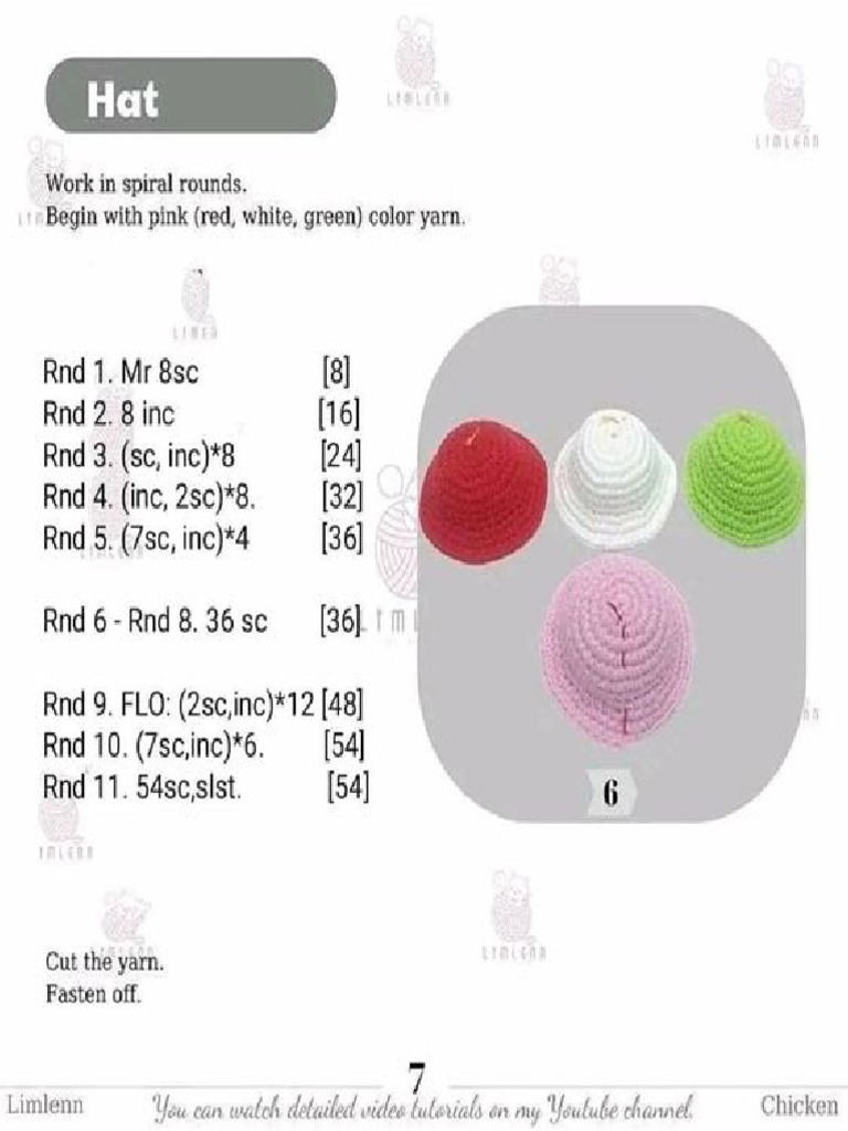 4 Pollo Sombrero Amigurumi | PDF