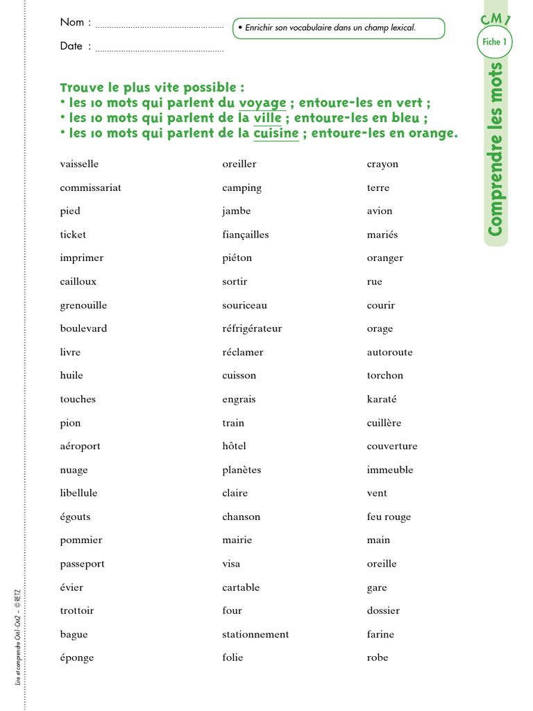 Fiches CM1 | PDF