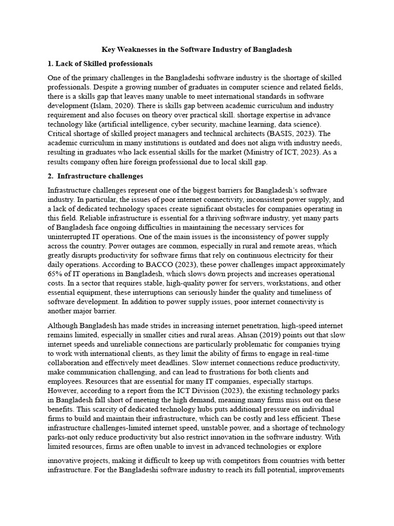 Key Weaknesses in The Software Industry of Bangladesh1 | PDF | Computer ...