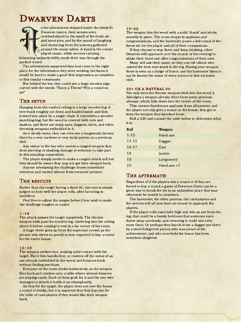 Dwarven Darts | PDF