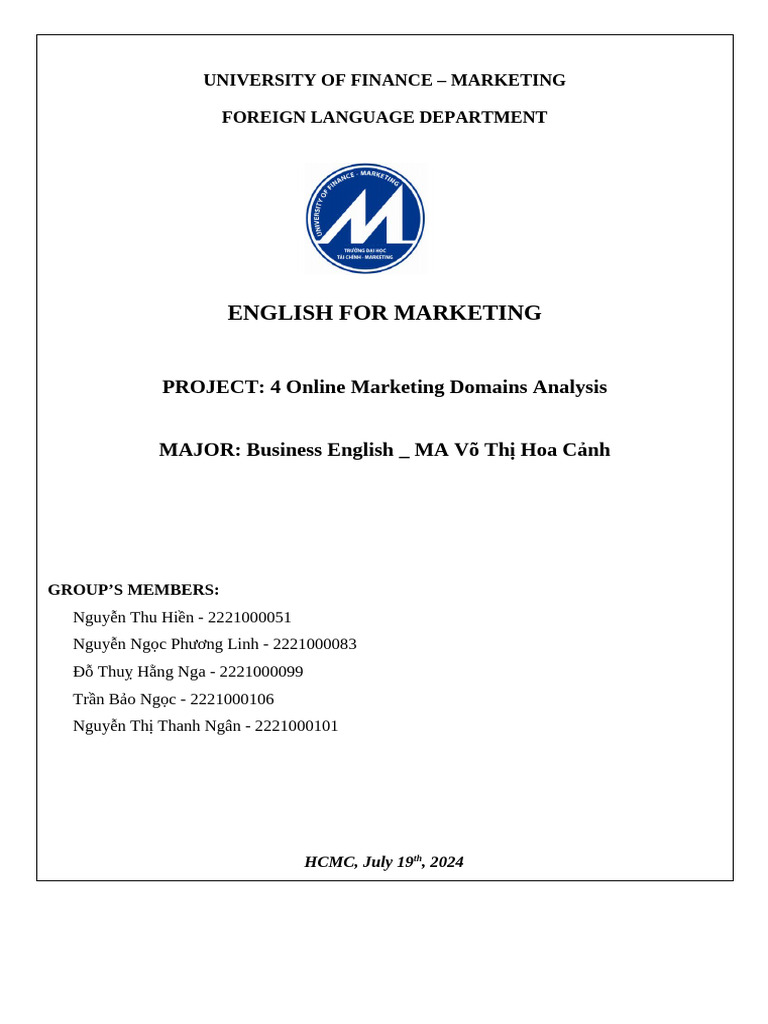 English For Marketing - Group Project | PDF | Marketing | Retail
