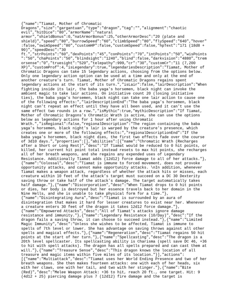 Tiamat, Mother of Chromatic Dragons - Monster | PDF | Dragon | Dungeons ...