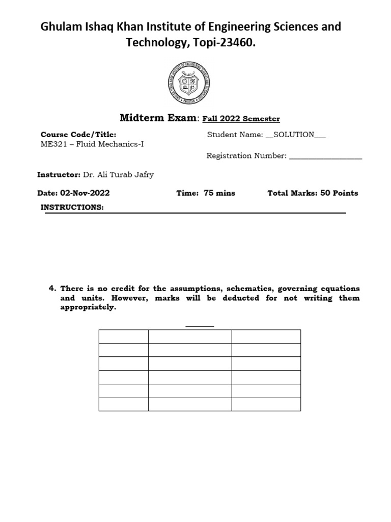 13a.2 Mid Term Exam OBE Format Solution | PDF | Force | Surface Tension
