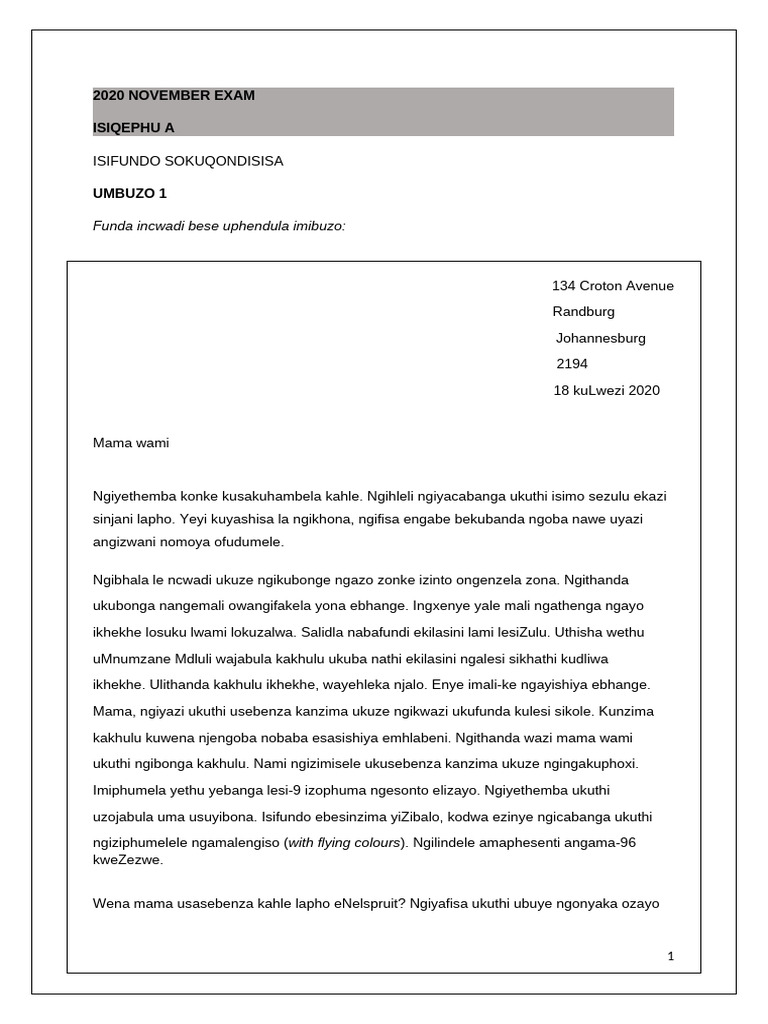 Grade 9 November Exam Revision Questions | PDF