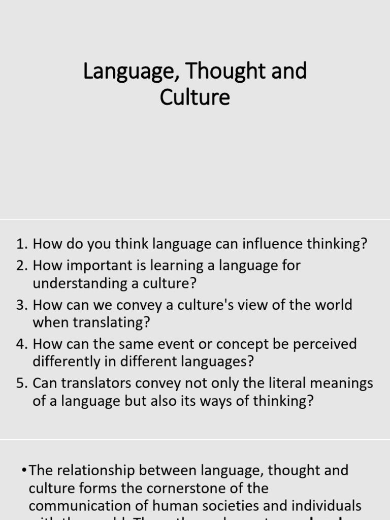 Language, Thought and Culture | PDF | Semantics | Thought