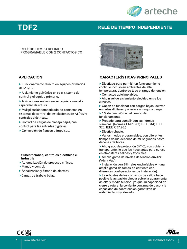 Arteche DS TDF2 Es | PDF | Relé | Electricidad