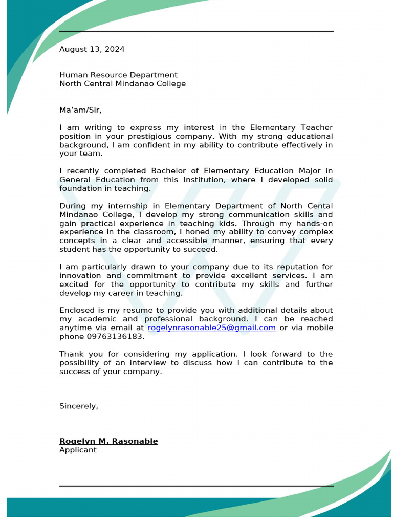 OJT Application Letter | PDF