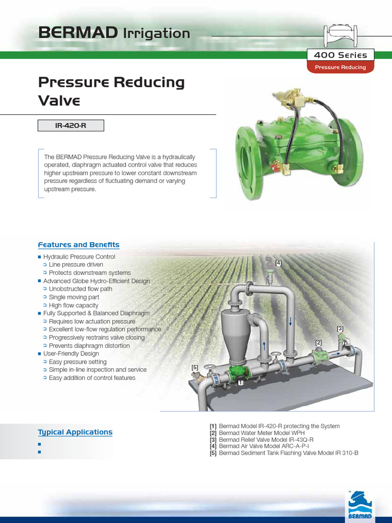 BERMAD Pressure Reducing Valve IR-420-R | PDF | Valve | Pipe (Fluid ...
