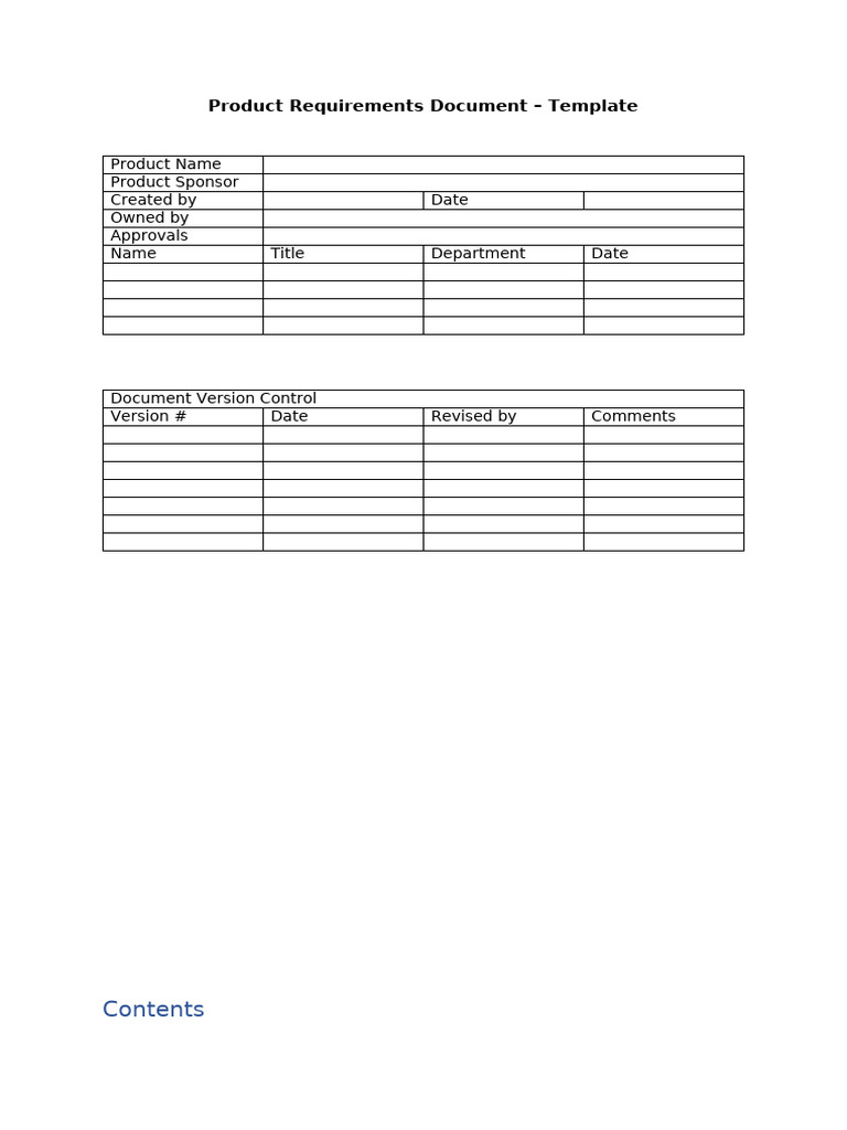 Product Requirements Document – Template 1 | PDF | Scope (Computer ...