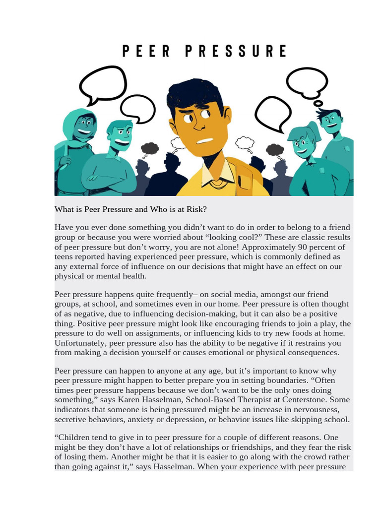 What Is Peer Pressure and Who Is at Risk | PDF | Anxiety | Adolescence
