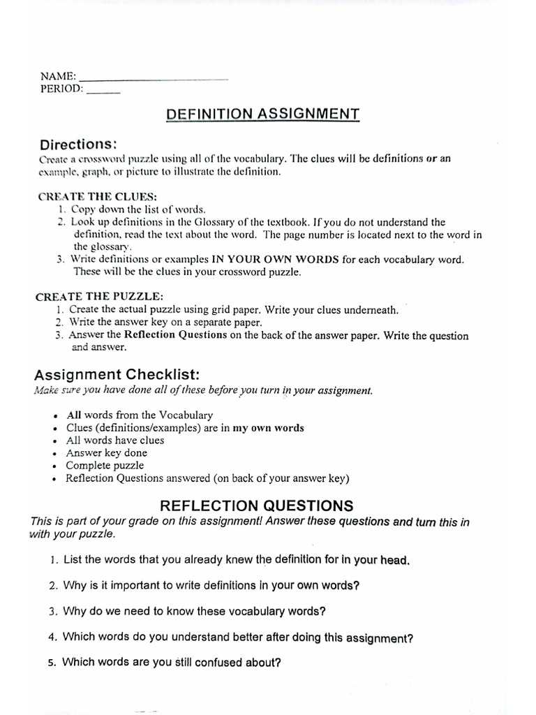 Definition Assignment | PDF