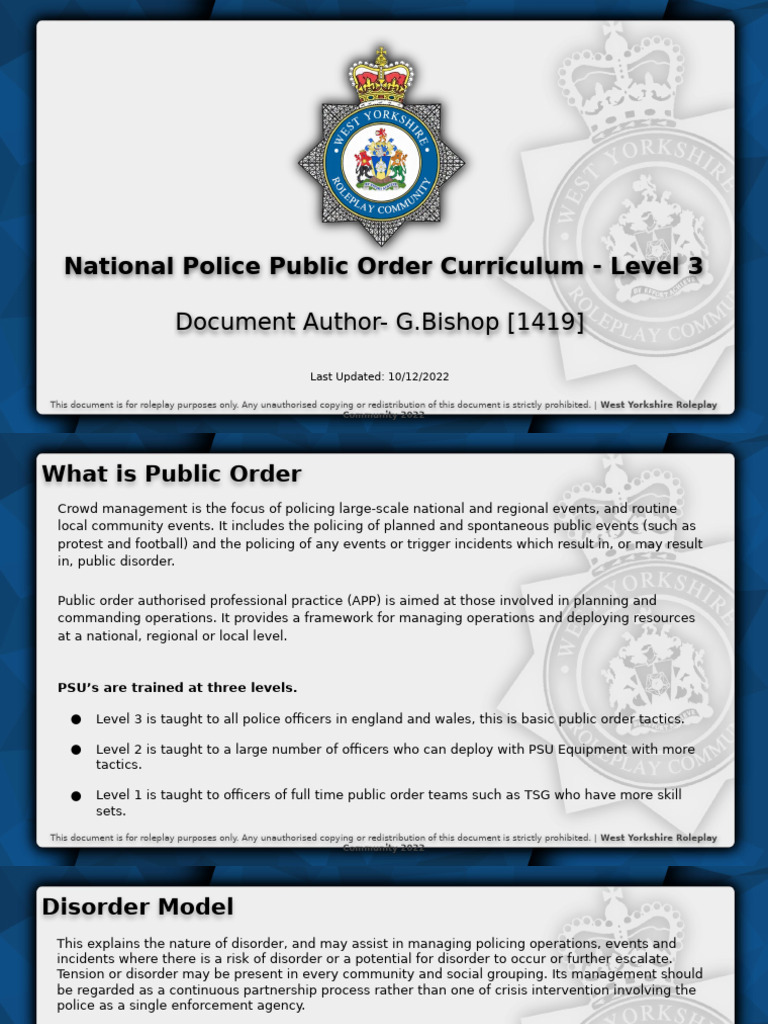 National Police Public Order Curriculum - LVL 3 | PDF | Police | Crimes