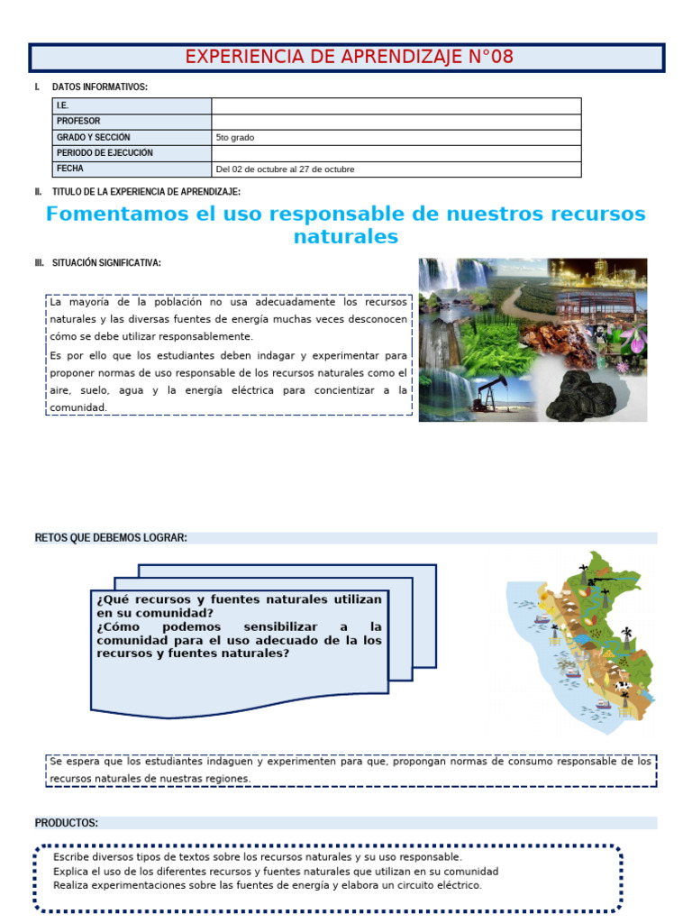 5° Grado - Experiencia de Aprendizaje N°08 | PDF | División (Matemáticas) | Decimal