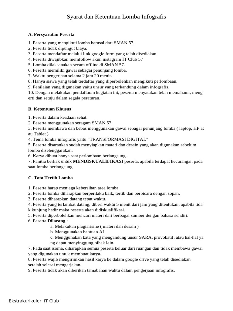 Syarat Dan Ketentuan Lomba - 1 | PDF