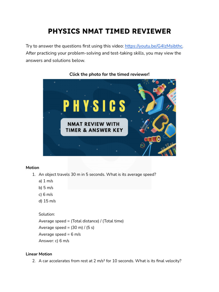 Physics Sample NMAT Timed Reviewer by NMAT Study Buddy | PDF | Heat Transfer | Heat
