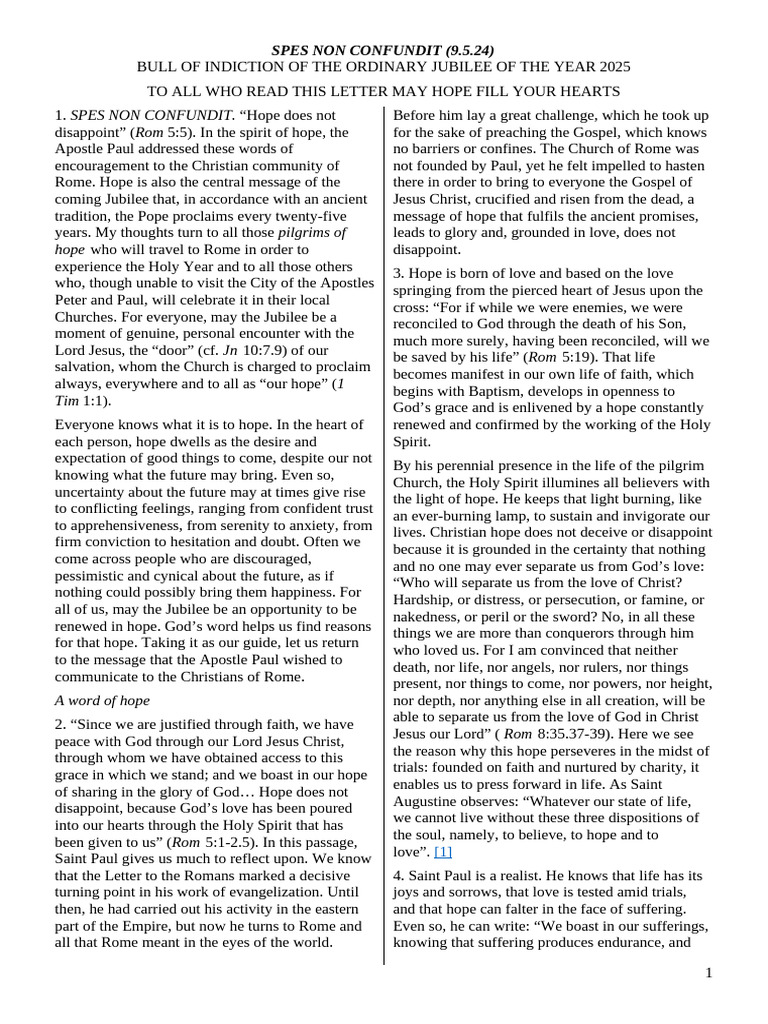 Spes Non Confundit (English Vesion) | PDF | Indulgence | Grace In Christianity