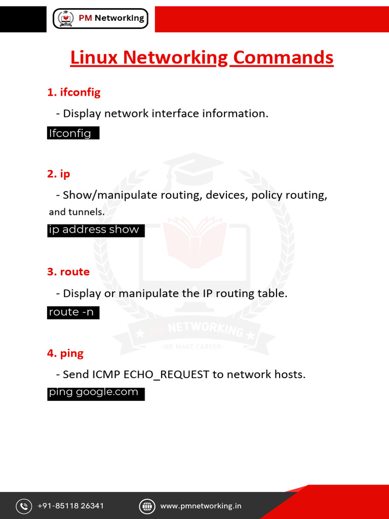 Linux Networking Commands | PDF | Computer Network | Ip Address