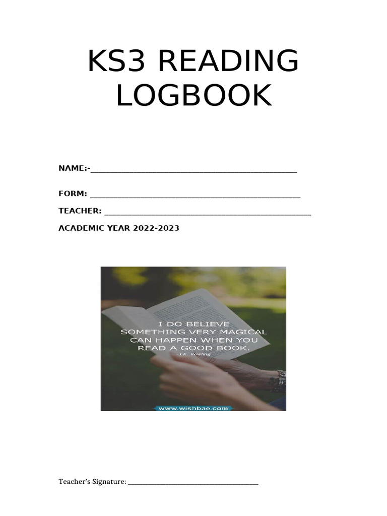 Reading Log Book | PDF | Psychology | Cognition