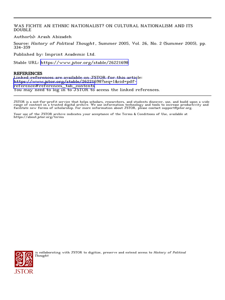 Arash Abizadeh - Was Fichte An Ethnic Nationalist? | PDF | Nation ...