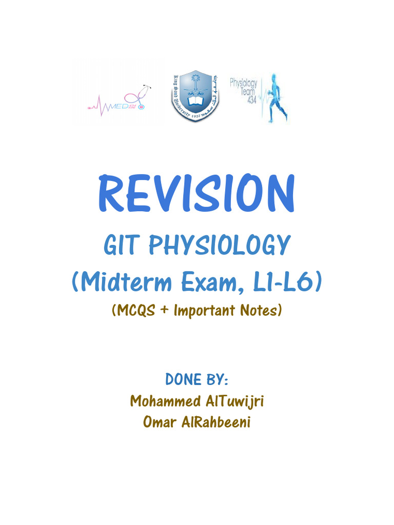 Physiology Revision of GIT (Midterm) | PDF | Stomach | Gastrointestinal ...
