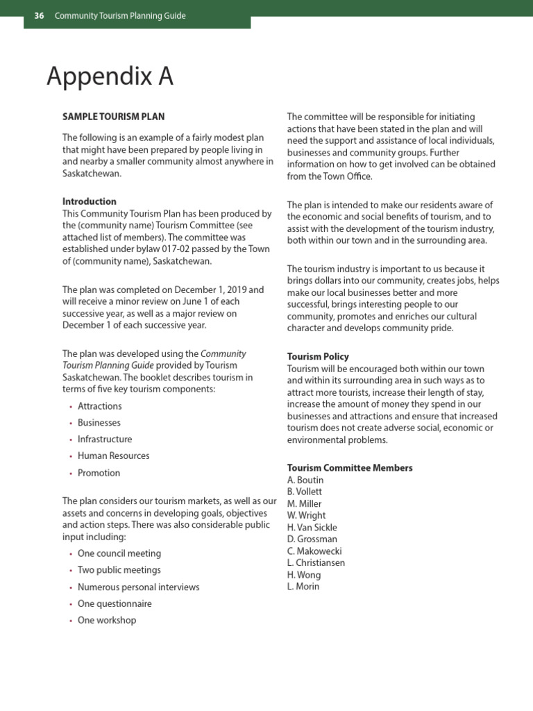 Sample Community Tourism Plan | PDF | Tourism | Recreational Vehicle
