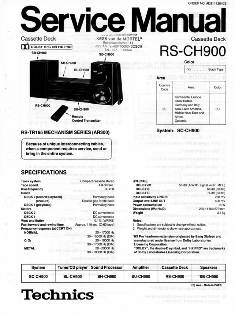 technics_rs-ch900_sm | PDF | Recording | Sound Technology