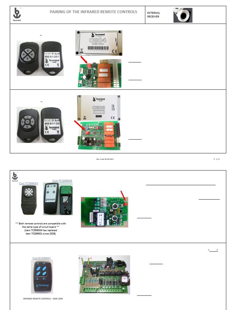 PAIRING_OF_BESENZONI_REMOTE_CONTROLS_EN_REV_0_of_30-09-2021_1_ | PDF | Remote Control | Infrared