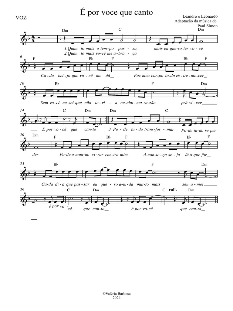 É-Por-Voce-Que-Canto - Com Letra | PDF