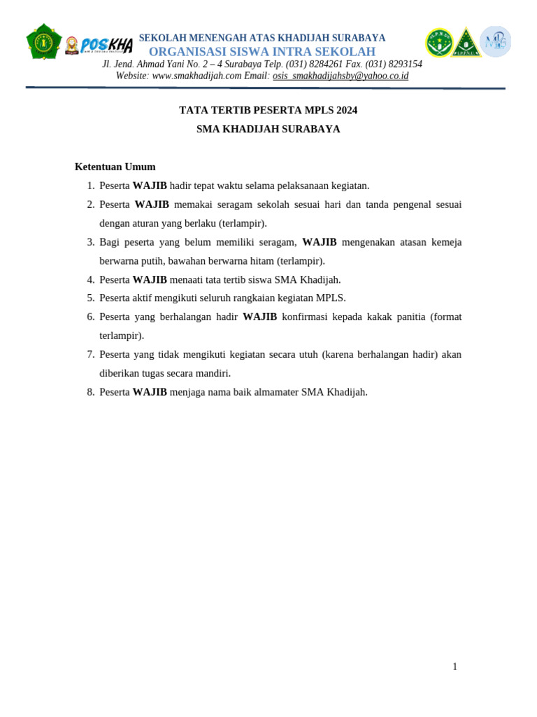 Tatib Peserta MPLS 2024 | PDF