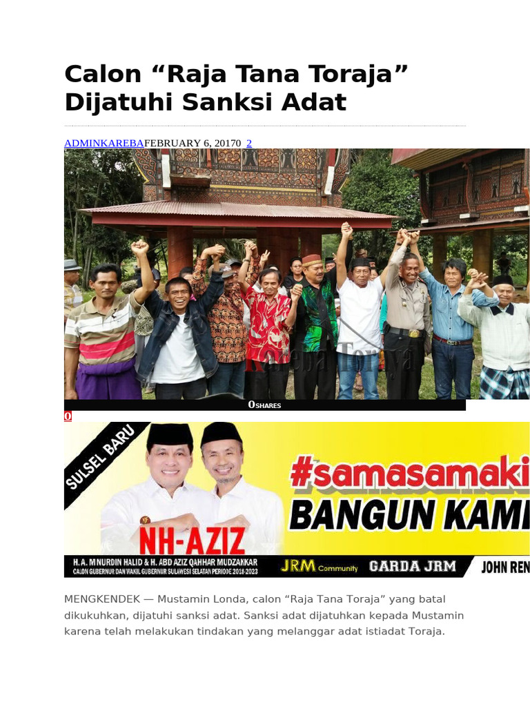 Calon Raja Tana Toraja | PDF