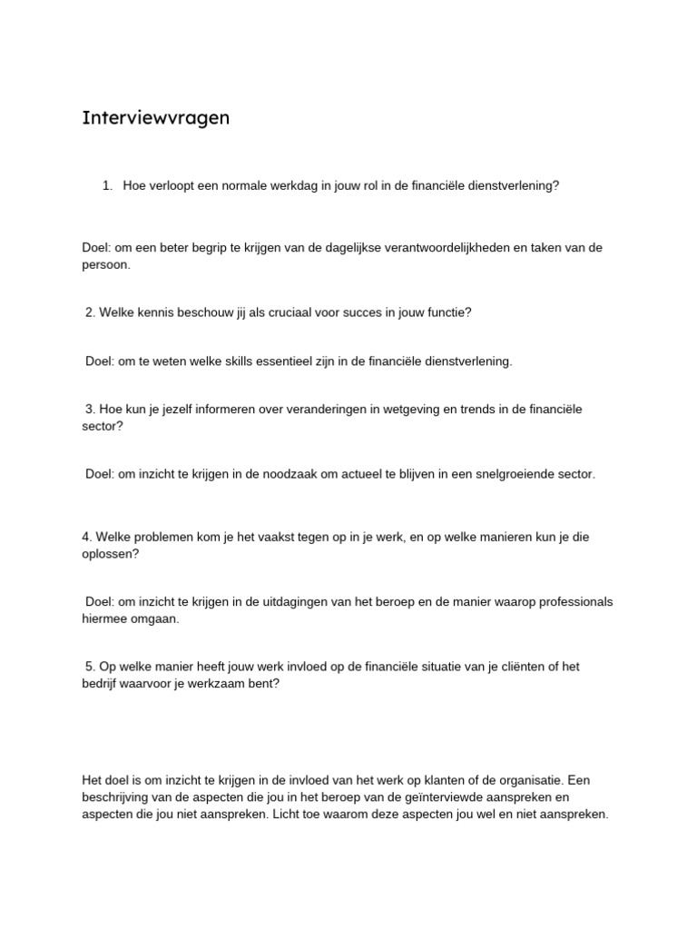 Interviewvragen | PDF
