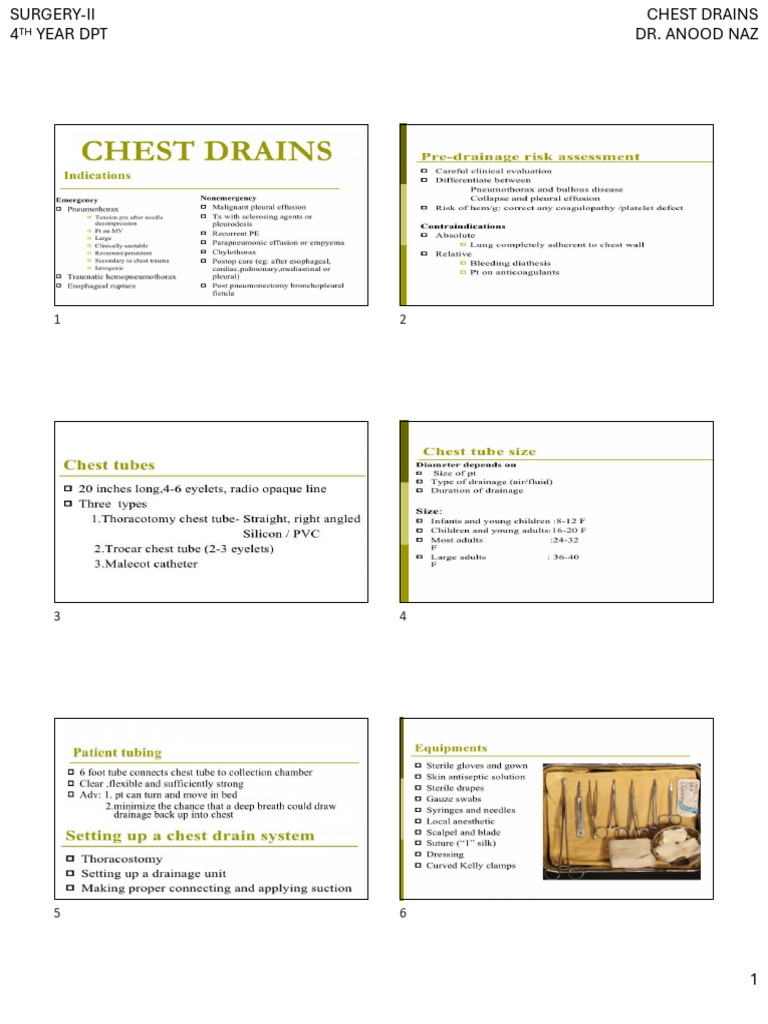 Chest Drains for 4th Year DPT Students | PDF