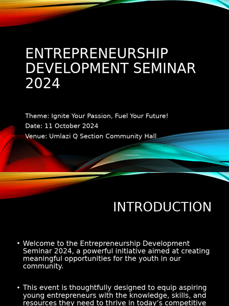 Entrepreneurship Seminar Updated 2024 | PDF | Entrepreneurship | Business