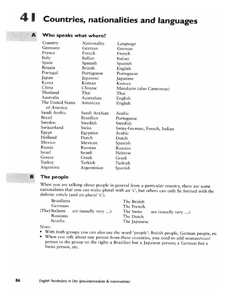 Countries Nationalities Languages | PDF