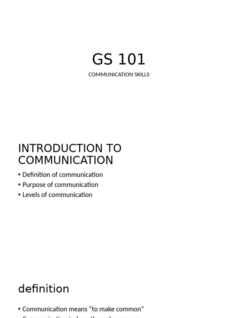 Gs 101 Definition and Purpose | PDF | Communication | Interpersonal ...