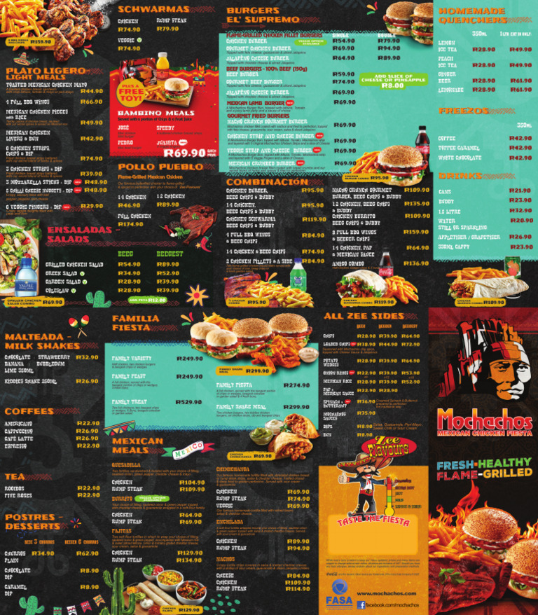 Mochachos Take Away Generic Menu 2024 | PDF