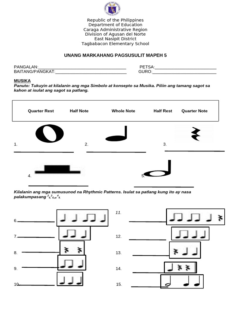 Grade 5 First Periodical Test in MAPEH | PDF